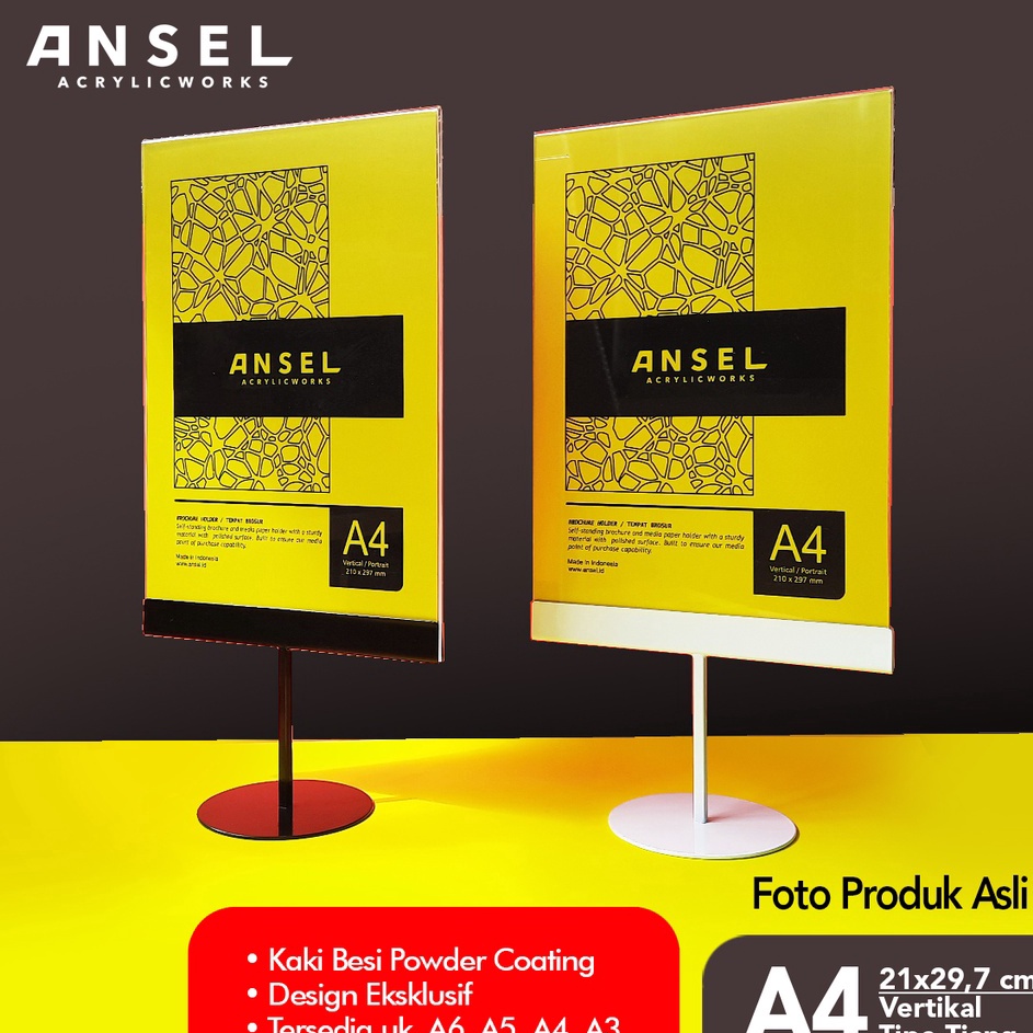 Jual ANSEL NORE Tent Card Akrilik Kaki Besi Tiang A4 Vertikal 21x297 cm ...
