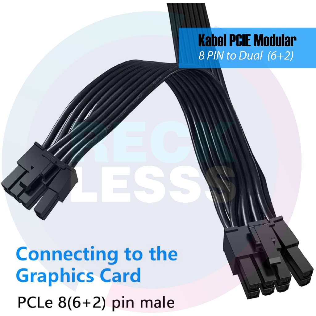 Jual Kabel Power PCI-E PCIE GPU 8 pin Male to Dual Male 8(6+2) 60cm ...