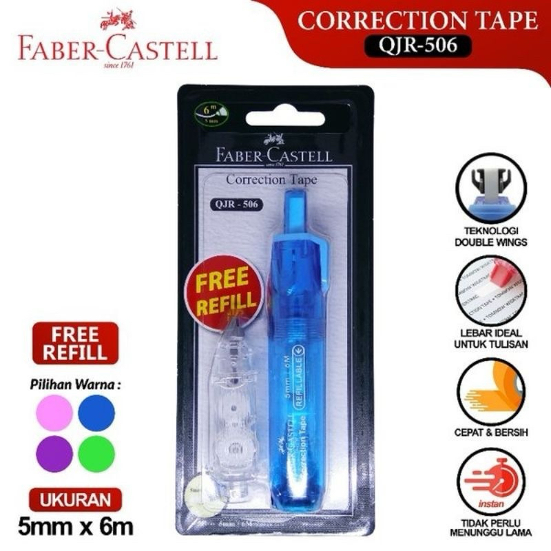 Jual Tip-ex Kertas Faber Castell 5mm x 6m / Correction Tape QJR-506 FREE REFILL | Shopee Indonesia