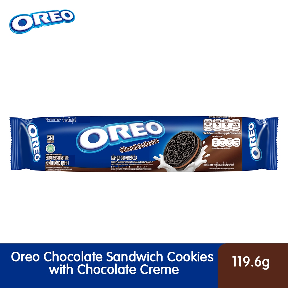 Jual Oreo Chocolate Creme Biscuit biskuit krim coklat 119.6g 119.6 gram ...