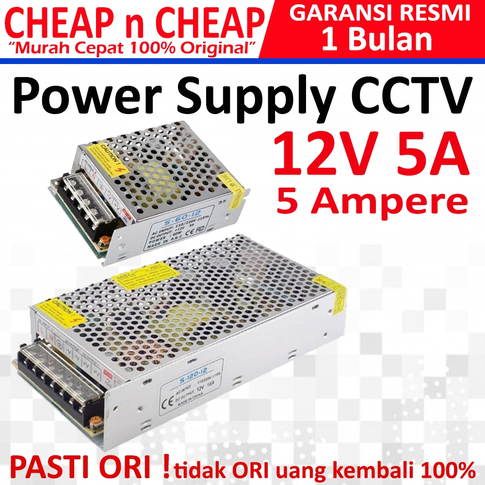 Jual PSU CCTV Jaring 12V 5A Power Supply Travo LED DC 12 Volt 5 Ampere | Shopee Indonesia
