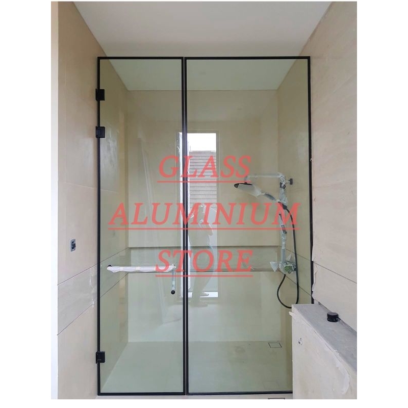 Jual Kamar Mandi Kaca Tempered 10mm Shower Box Frame List Hitam + Pintu ...