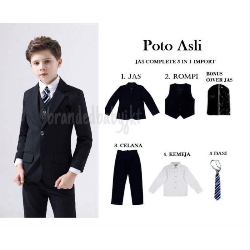 Jual JAS IMPORT SLIM FIT CUTTING PREMIUM ANAK 5-13 TAHUN WARNA HITAM ...