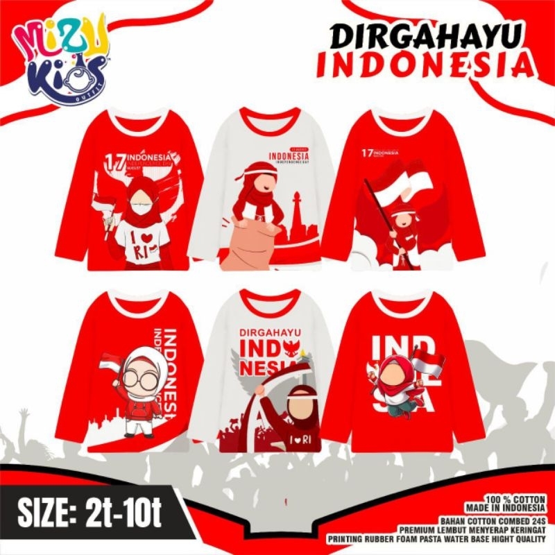 Jual BAJU KEMERDEKAAN KAOS 17 AGUSTUS LENGAN PANJANG ANAK 2-10 TAHUN | Shopee Indonesia