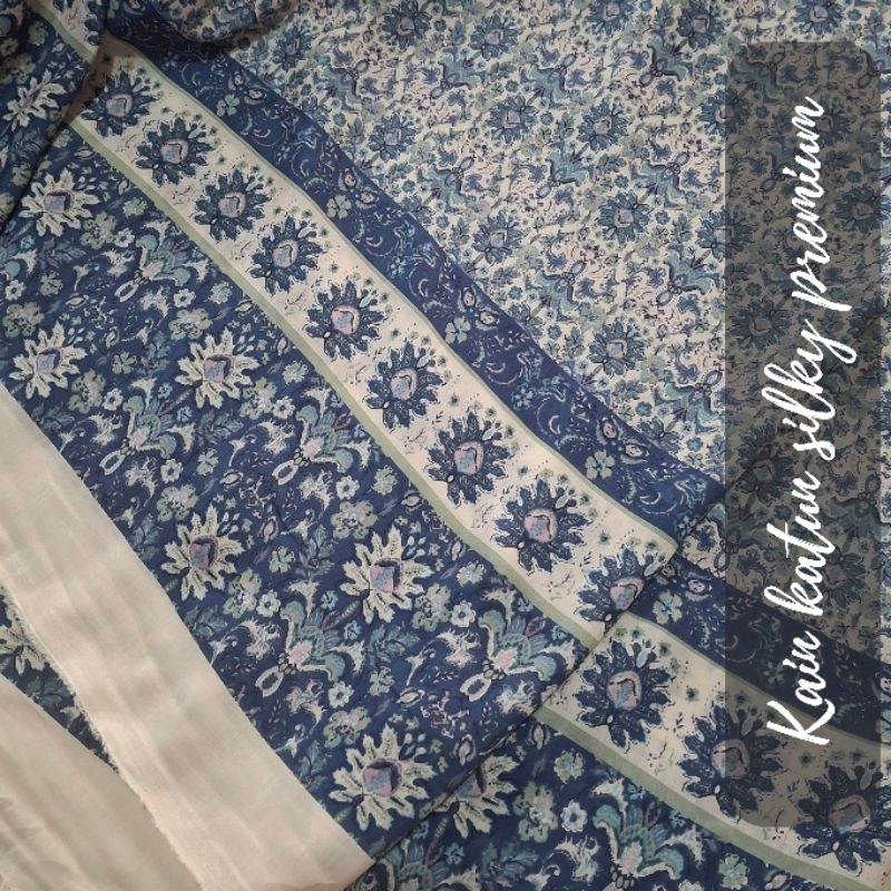 Jual kain katun motif tepi / katun semi sutra premium lembut dan halus ...