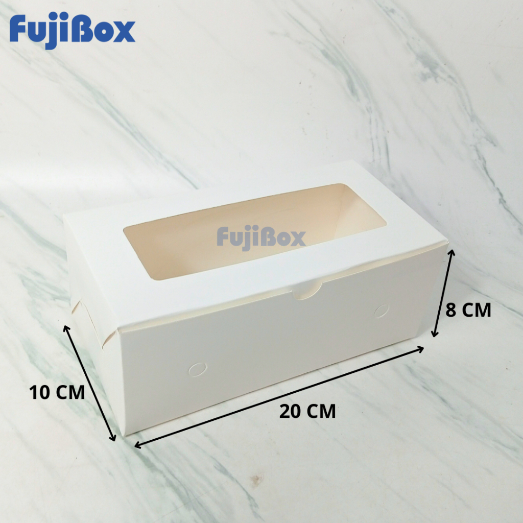 Jual (10 Pcs) Fuji Box Dus Kotak Kue Ivory 10 cm x 20 cm x 8 cm Putih ...