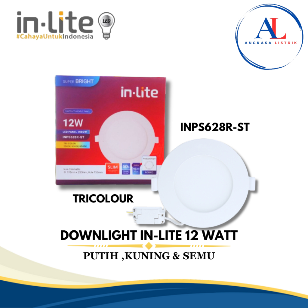Jual LAMPU LED PANEL INBOW TRI-COLOUR INLITE 12W 12 WATT - INPS628R | Shopee Indonesia