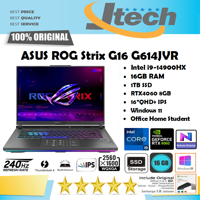 Jual ASUS ROG Strix G16 G614JVR - i9 14900HX - RTX4060 8GB - 16GB - 1TB ...