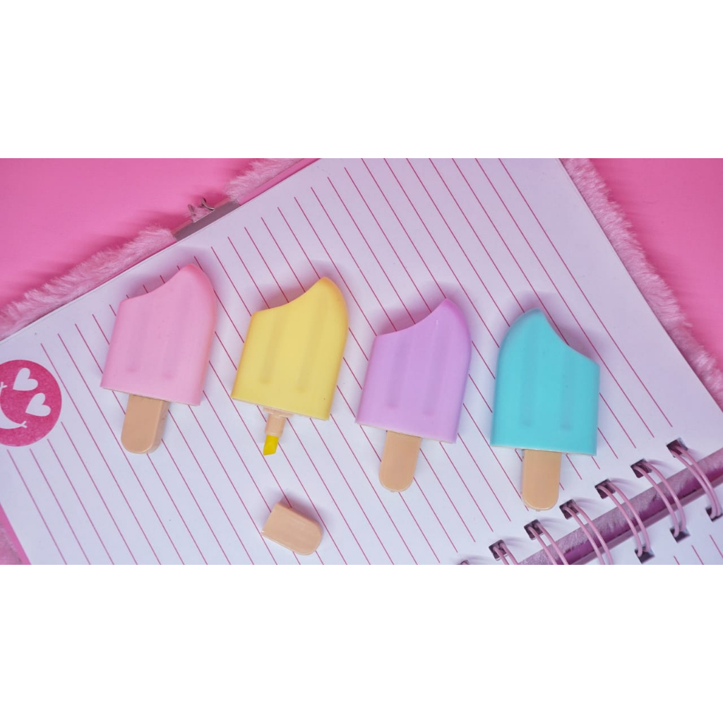 Jual 1 Set Isi 4pcs Stabilo Bentuk Eskrim Stick Digigit/ Lucu dan Unik ...
