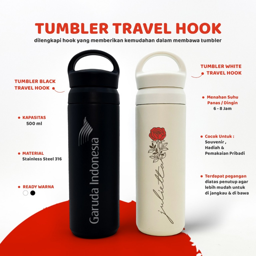 Jual Tumbler Custom Travel Hook Print UV Custom Nama Souvenir Botol Minum Termos 500ml Termos ...