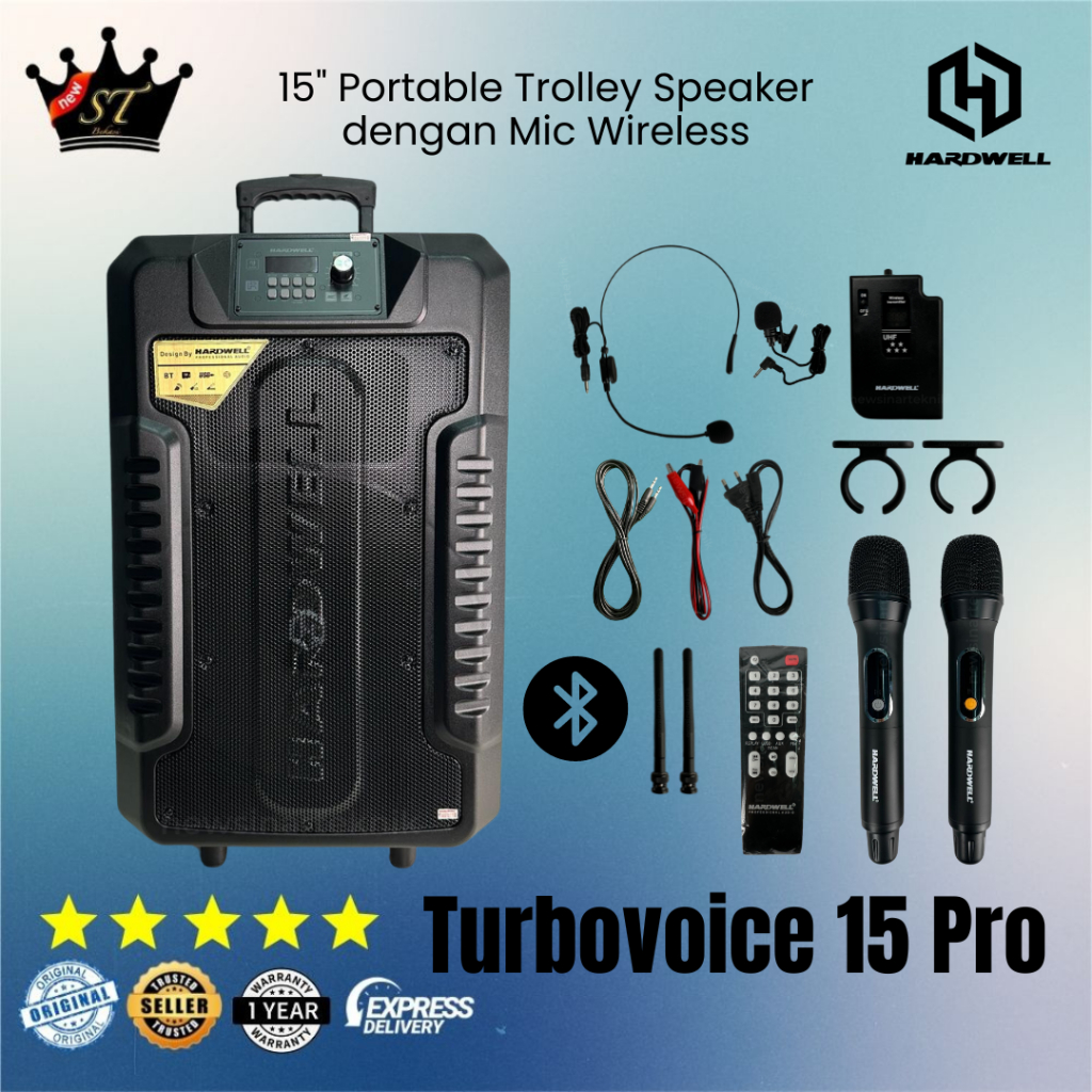 Jual Hardwell Turbovoice 15 Pro Speaker Portable 15" Trolley Koper Roda ...