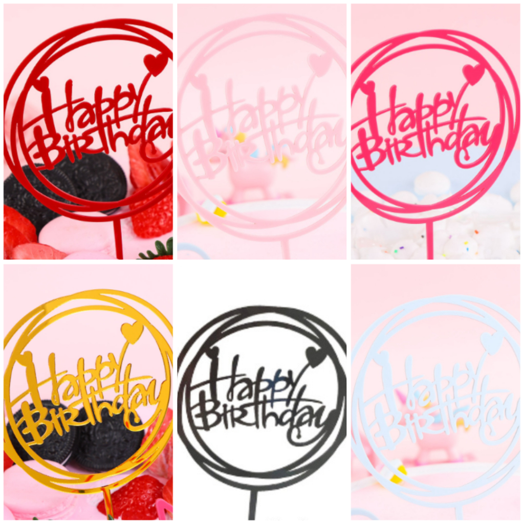 Jual Cake Topper Hbd Bulat New / Tusukan Kue Happy Birthday | Shopee ...