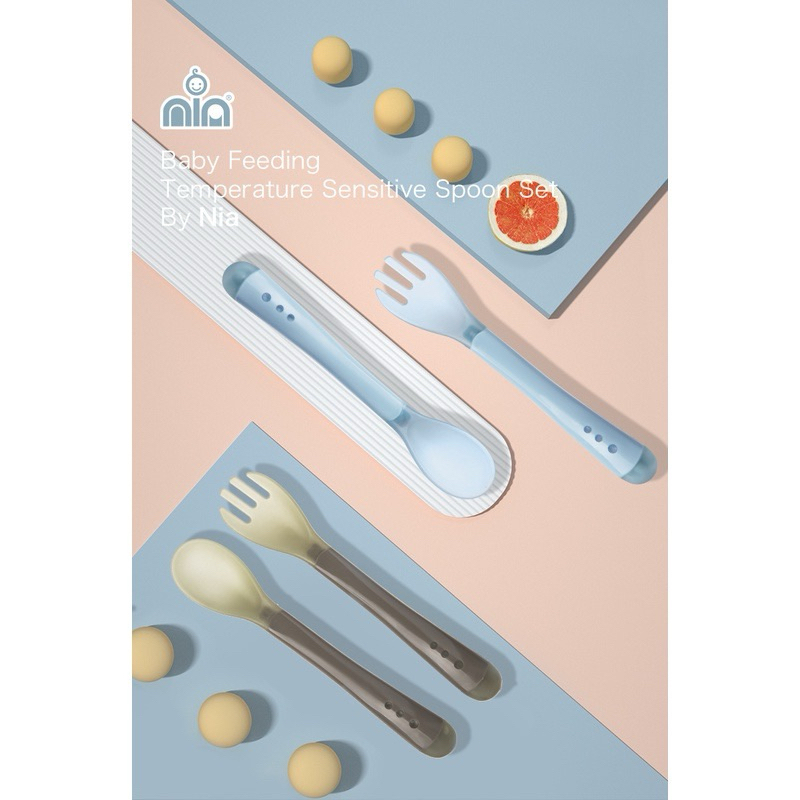 Jual Nia Sendok Makan Sensor Sendok dan Garpu | Color Changing Spoon ...