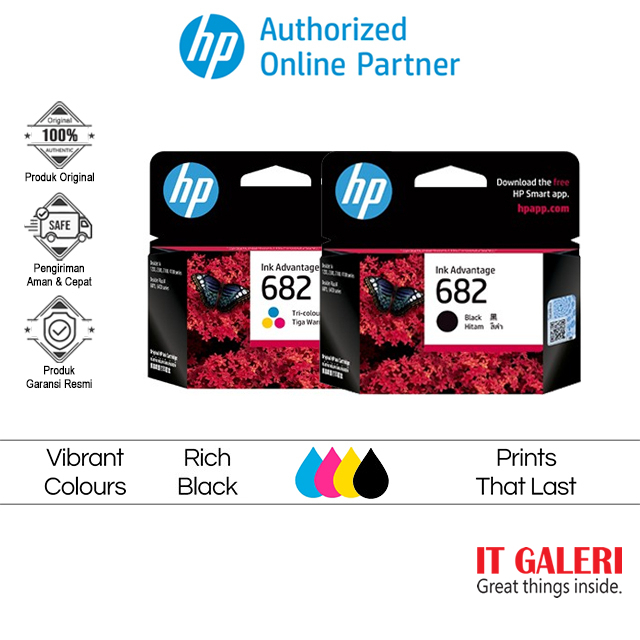 Jual HP Tinta Printer Original 682 Black / Tri color Ink Advantage ...