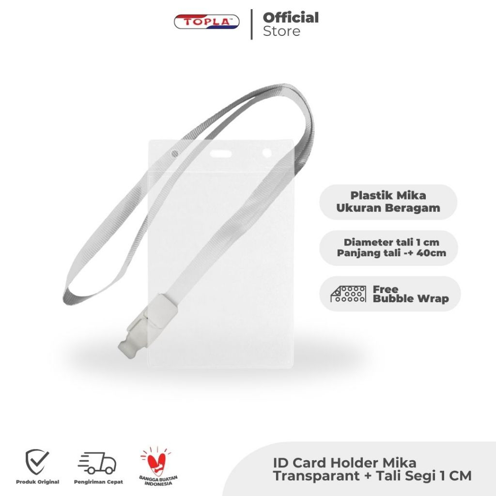 Jual TOPLA ID CARD MIKA + Tali Segi 1 CM/ Name Tag Panitia/ Plastik Mika | Shopee Indonesia