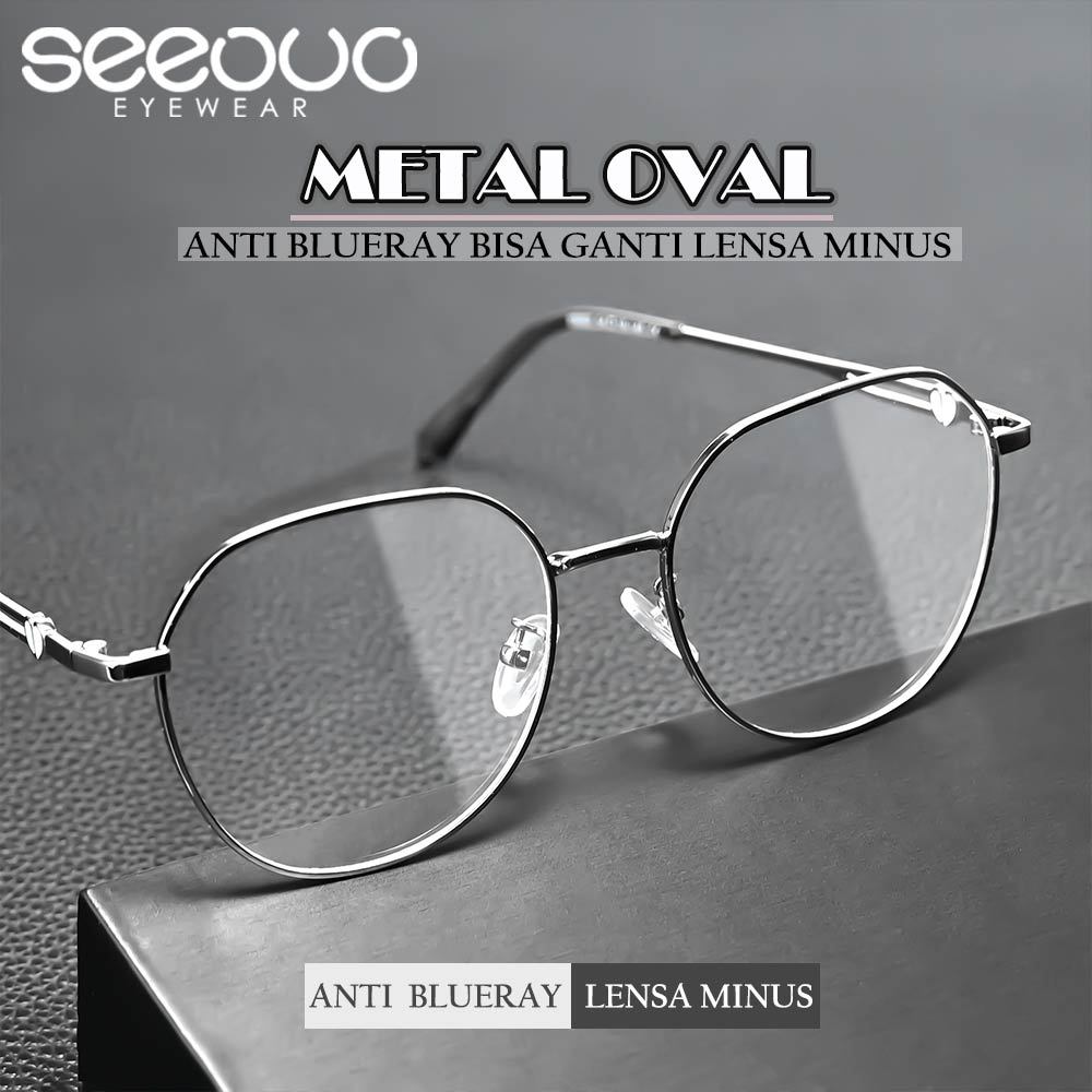 Jual Seeouo Kamata Antiradiasi Blueray Model Oval Stylish Bahan Metal Ringan Fashion Unisex ...