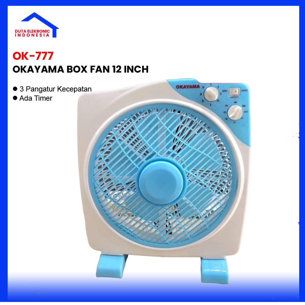 Jual Okayama Box Fan 12 Inch OK-777 Kipas Angin Kotak Meja 3 Kecepatan ...