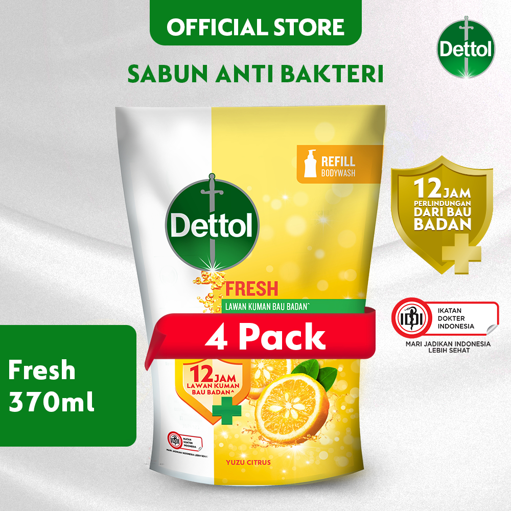 Jual Dettol Sabun Mandi Cair Anti Bakteri Fresh 370gr x4 | Shopee Indonesia