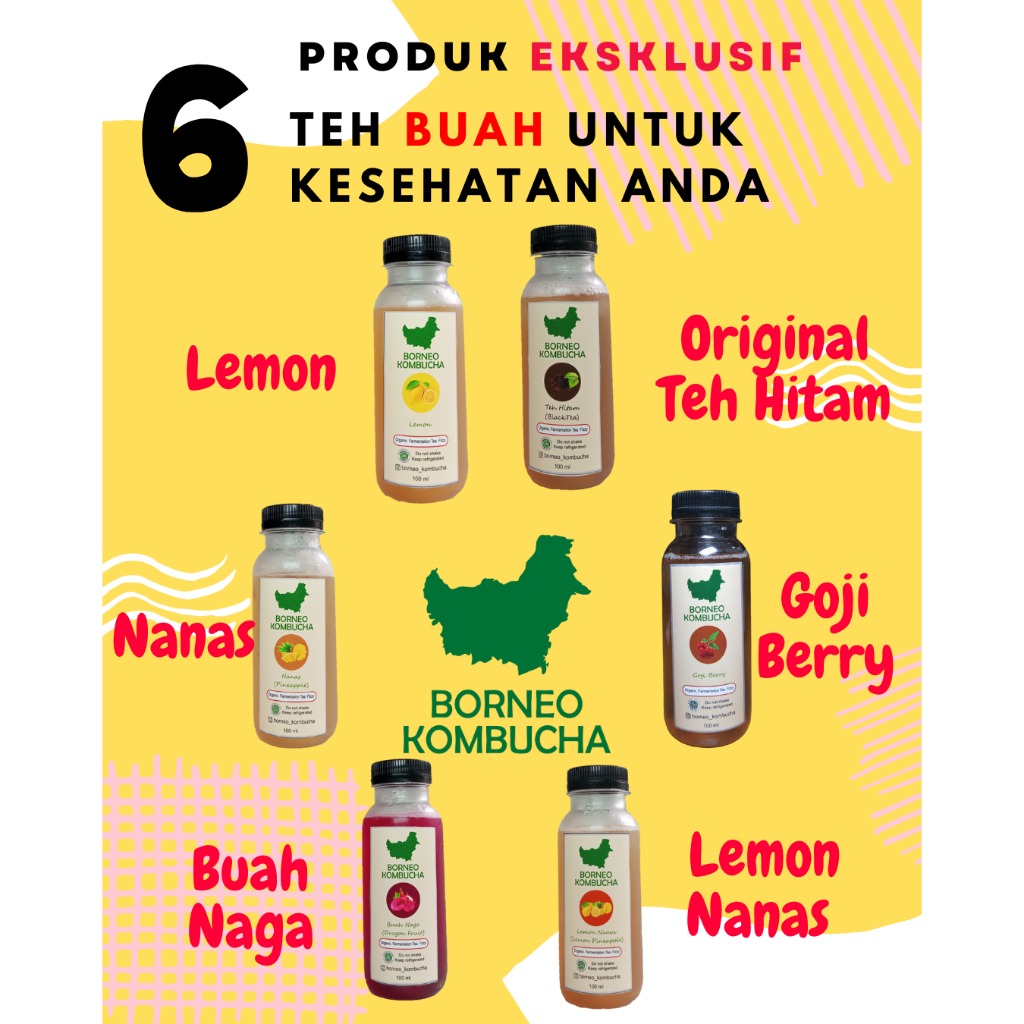 Jual BORNEO KOMBUCHA HALAL DENGAN JUS BUAH ORGANIK SEHAT (6x100 mL ...