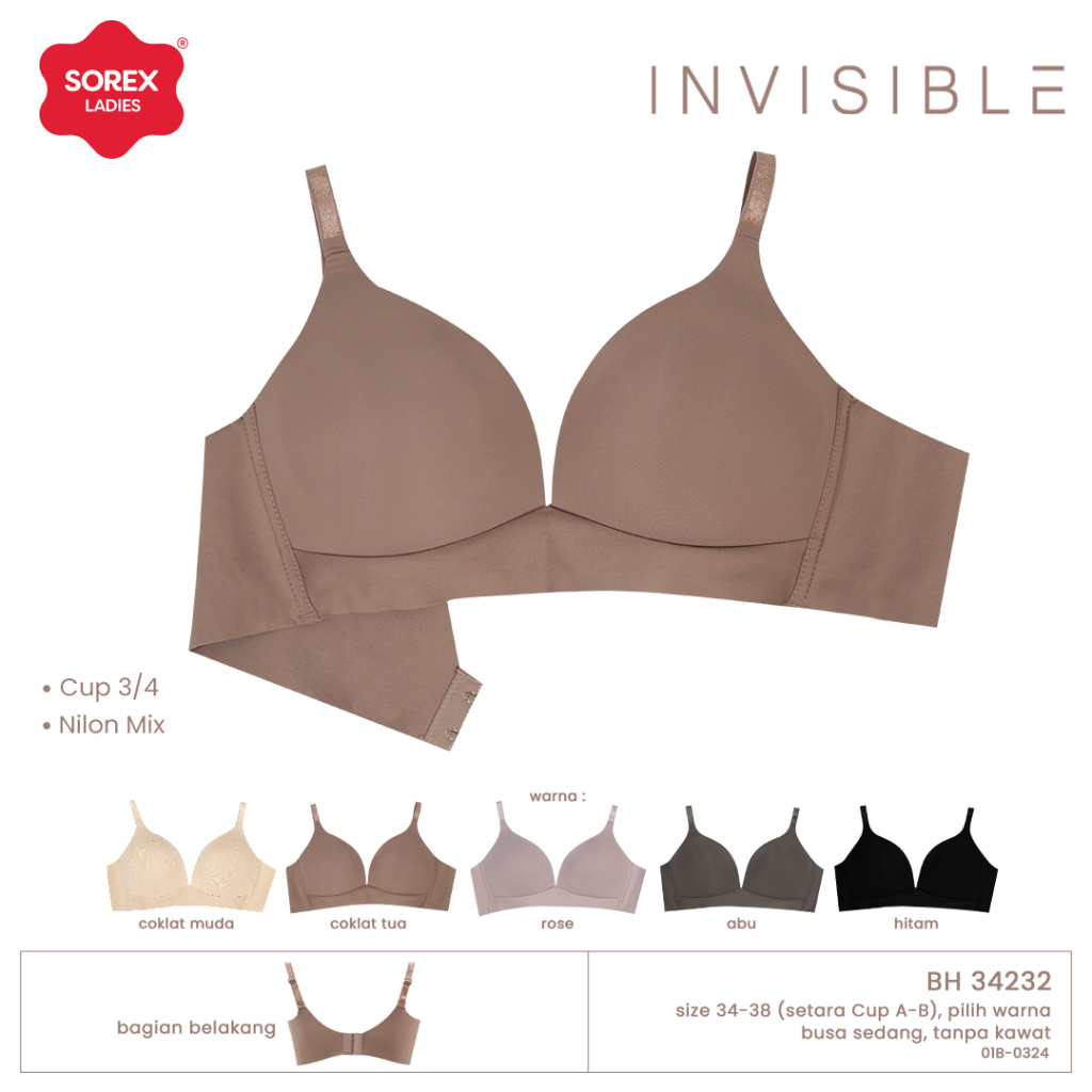 Jual Sorex Invisible Bra Harian Seamless Busa Sedang Tanpa Kawat Kait 2 ...