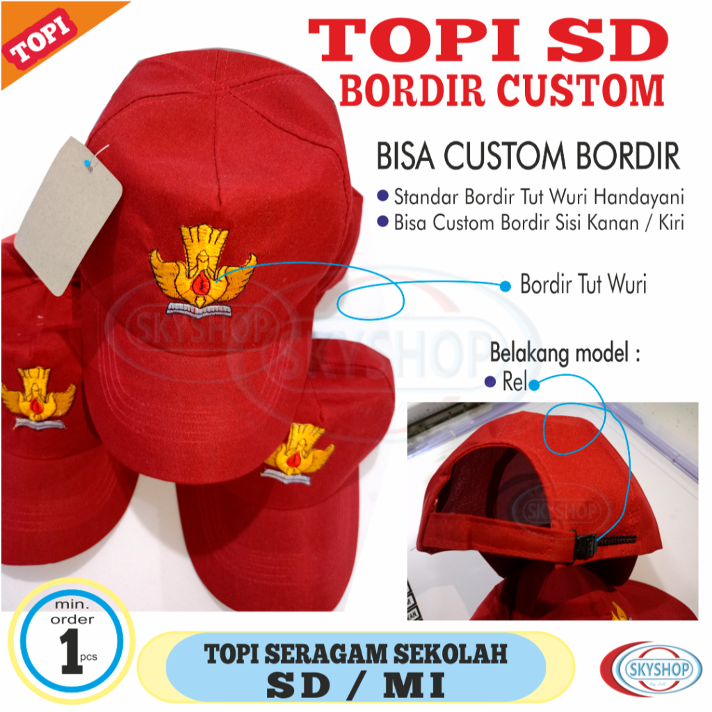 Jual Topi SD Merah Seragam Sekolah Dasar SD MI Kualitas Bagus Model ...