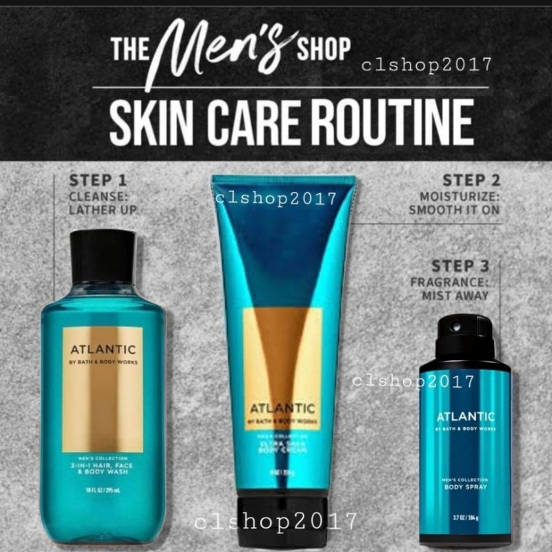 Jual BATH AND BODY WORKS BBW ATLANTIC MENS SERIES BODY CREAM 3IN1 HAIR ...