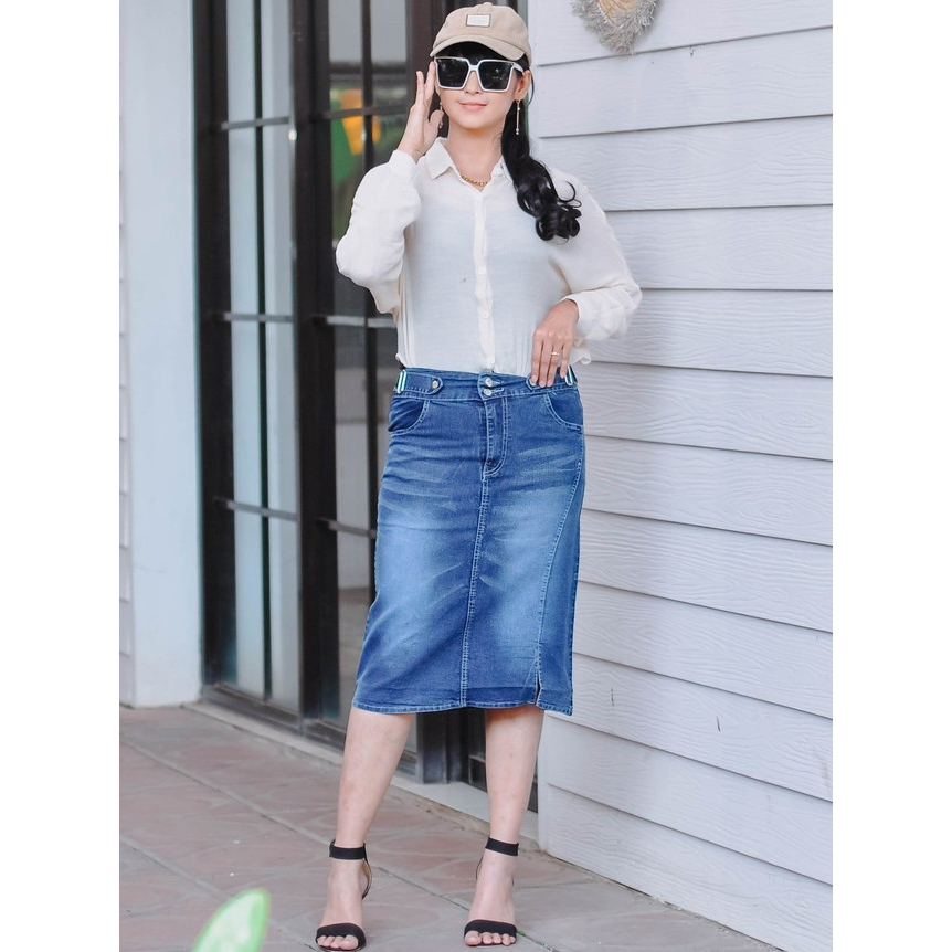Jual Rok Jeans Pendek Span Skirt Fashion Korean Style Bahan Melar ...