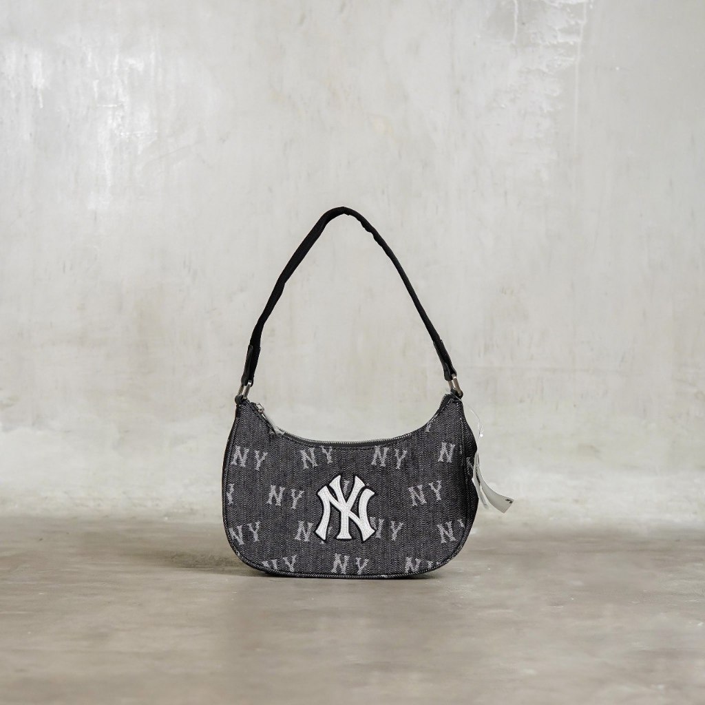 Jual Tas MLB NY MONOGRAM ZIG ZAG DENIM BLACK HOBO BAG 100% ORIGINAL ...