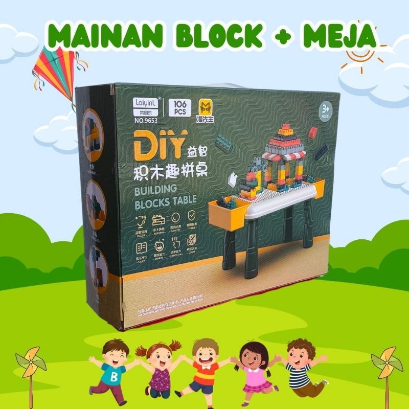 Jual Mainan Balok Edukasi Anak Meja Block Bricks Kado Hadiah Ultah ...