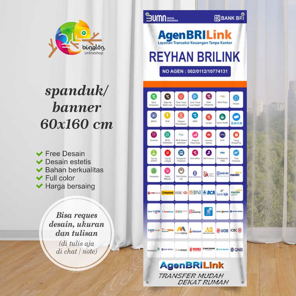 Jual Spanduk Banner MMT Agen BRILink Komplit Free Custom Desain ...