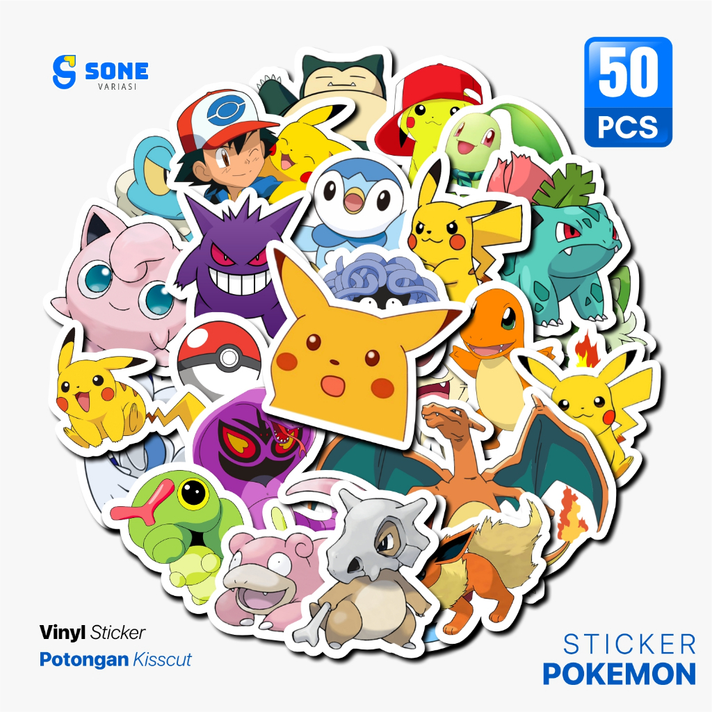Jual Stiker Aesthetic Pack Kartun Pokemon Pikachu Vinyl Waterproof ...