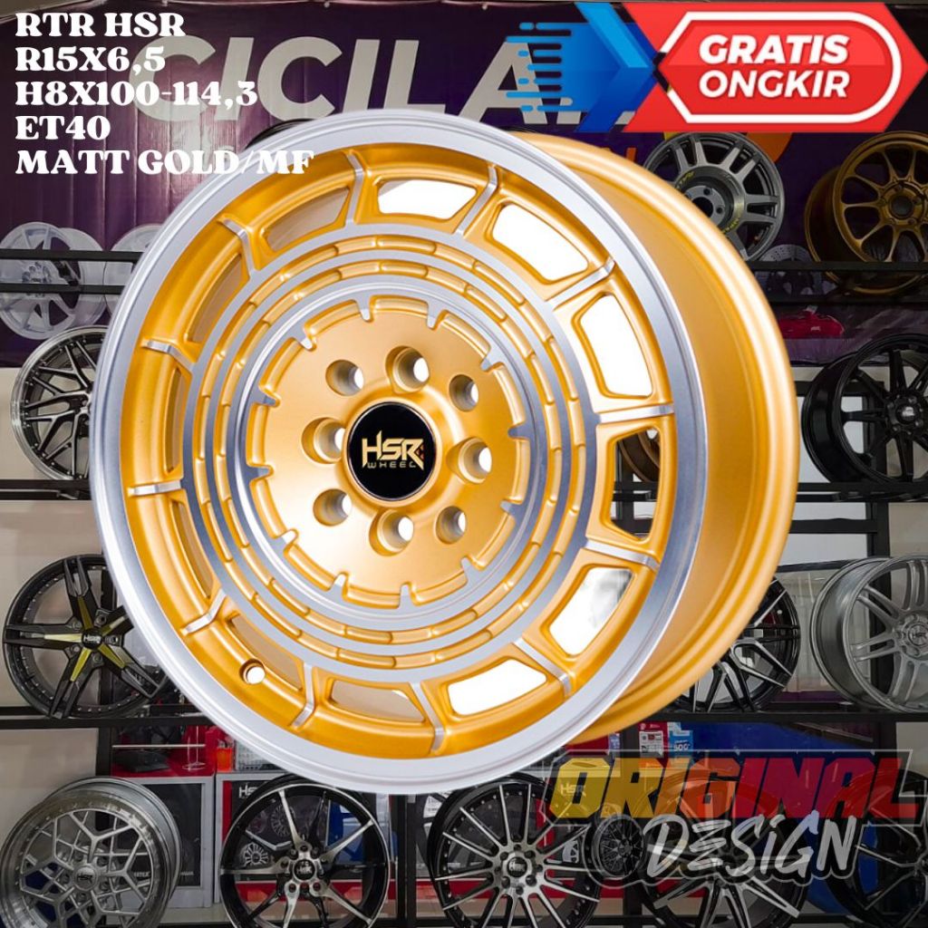 Jual Velg Mobil Ring 15 HSR RTR R15 LEBAR 6,5 BAUT 4 PCD 4X100-4X114,3 ET40 GOLD/MF | Shopee ...