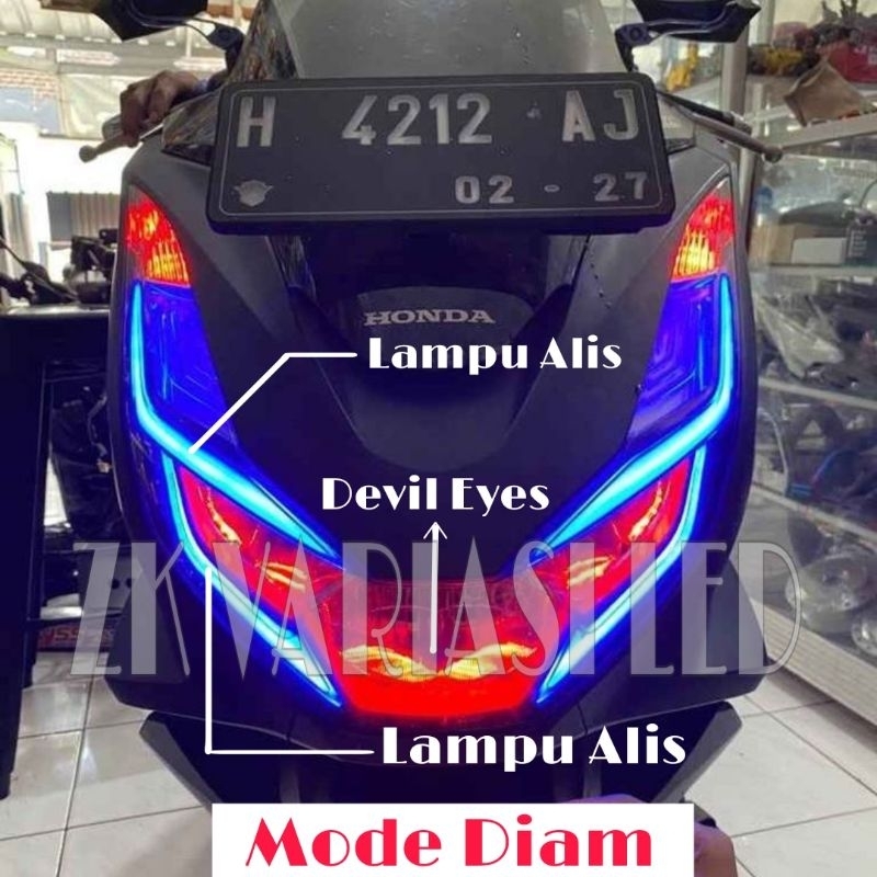 Jual Paketan Lampu Alis Untuk Motor PCX 160 LED DRL satu set free devil ...