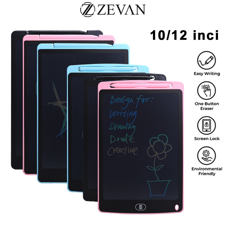 Jual KODE A75T ZEVAN LCD Drawing Writing Tablet WarnaWarni Papan Gambar ...