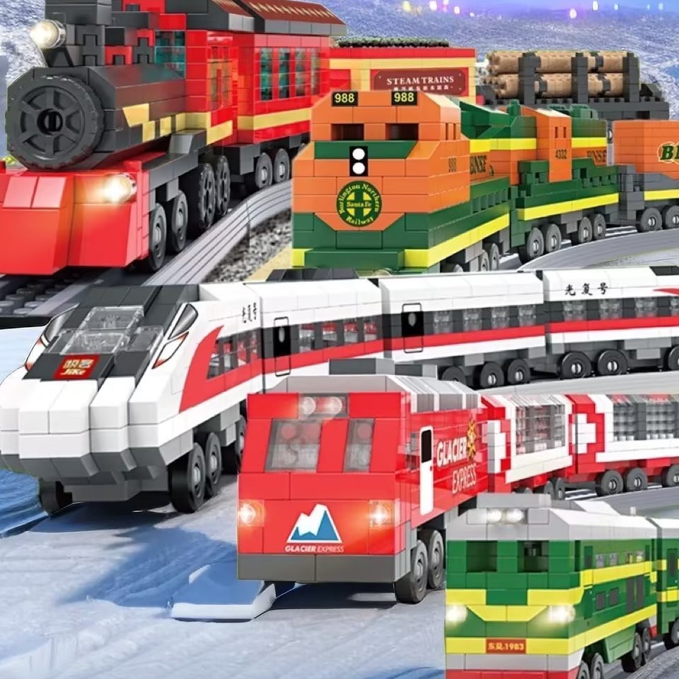 Jual Seller Train Assembly Building Blocks Microparticle Locomotive ...