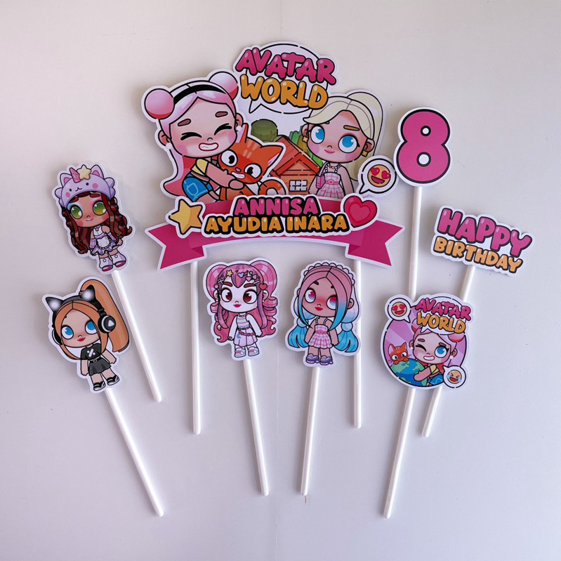 Jual Cake Topper 3D Karakter Avatar World Hiasan Kue Tart Tusukan Cake ...