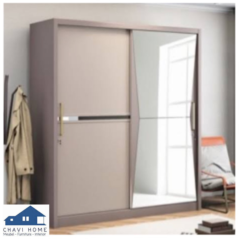 Jual Lemari pakaian lemari baju lemari jumbo besar dengan kaca minimalis siantano pintu geser ...