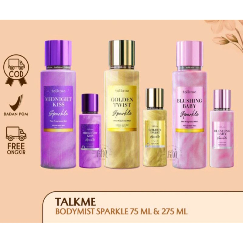 Jual Talkme Sparkling Body Mist Parfume Glitter 275ml BPOM | Shopee ...