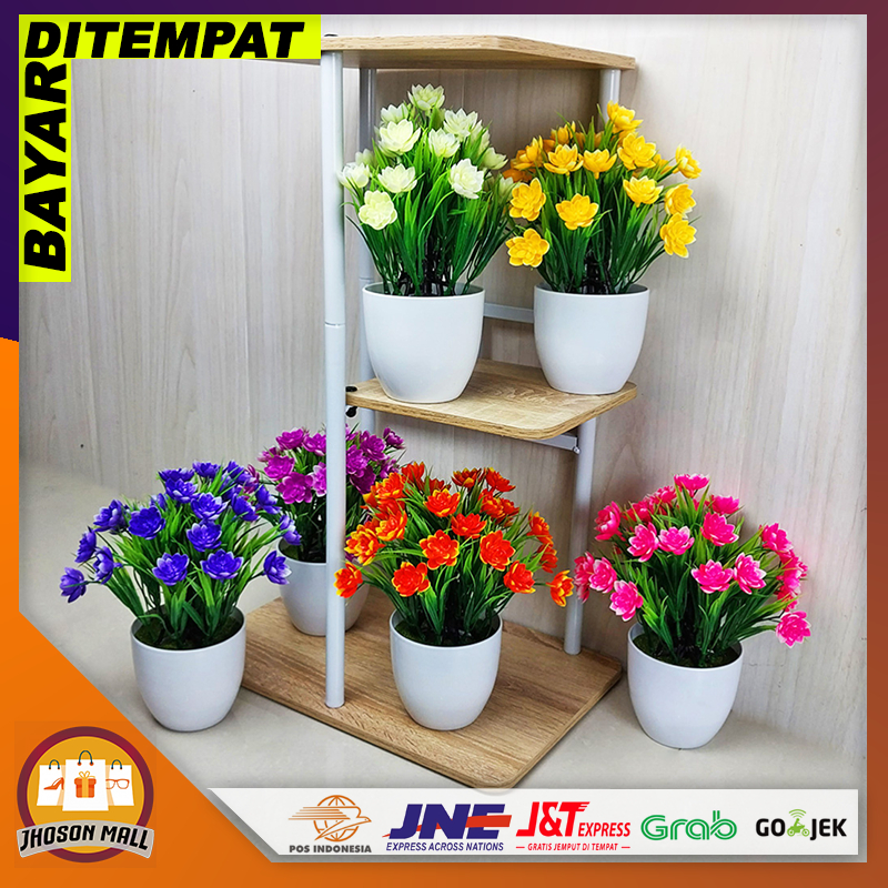 Jual JM Pot Bunga Hias Plastik Tanaman Palsu Bunga Kamelia Dekorasi ...