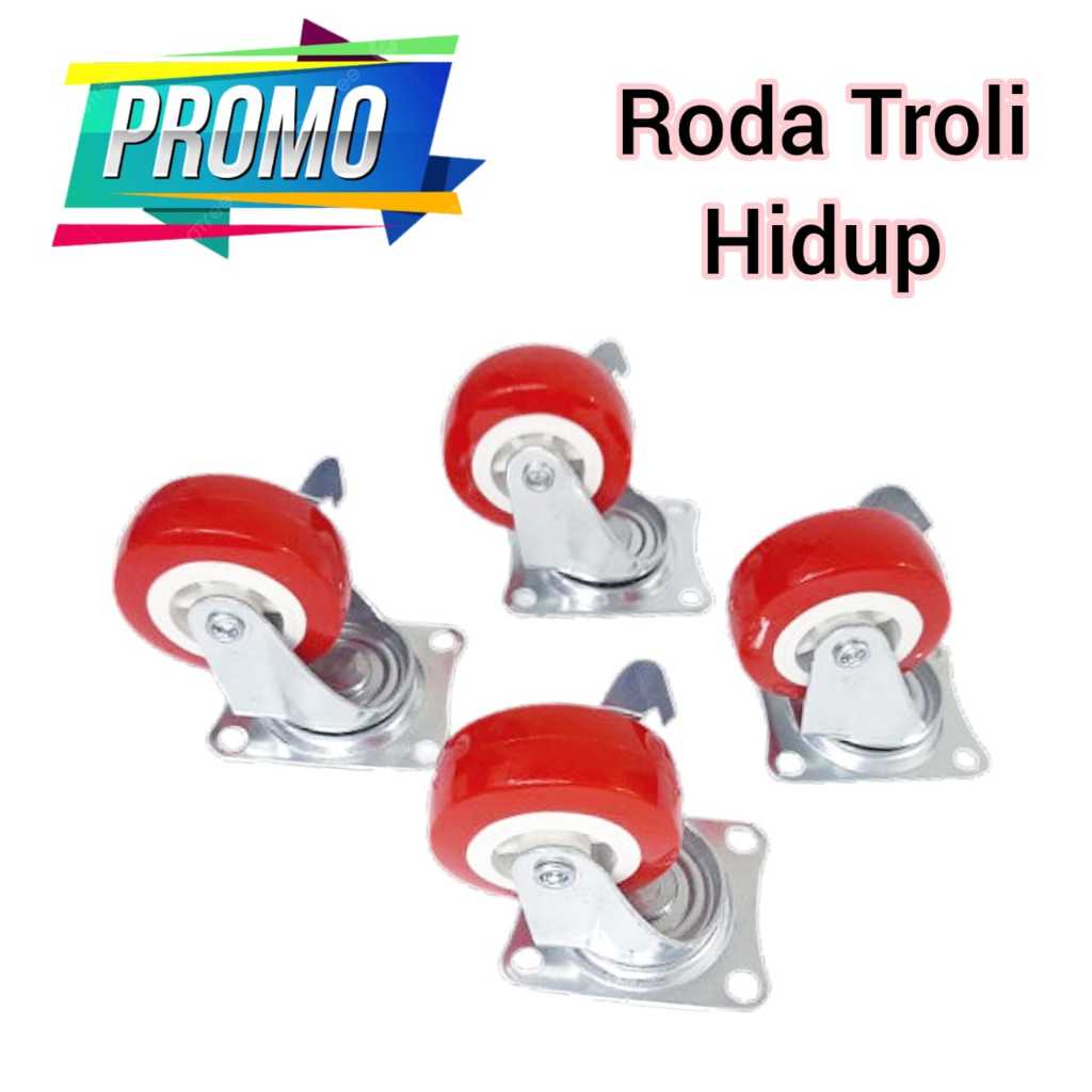 Jual Roda Kursi Gepeng Hidup + Dengan Rem Merah PVC Roda Caster Kaster ...