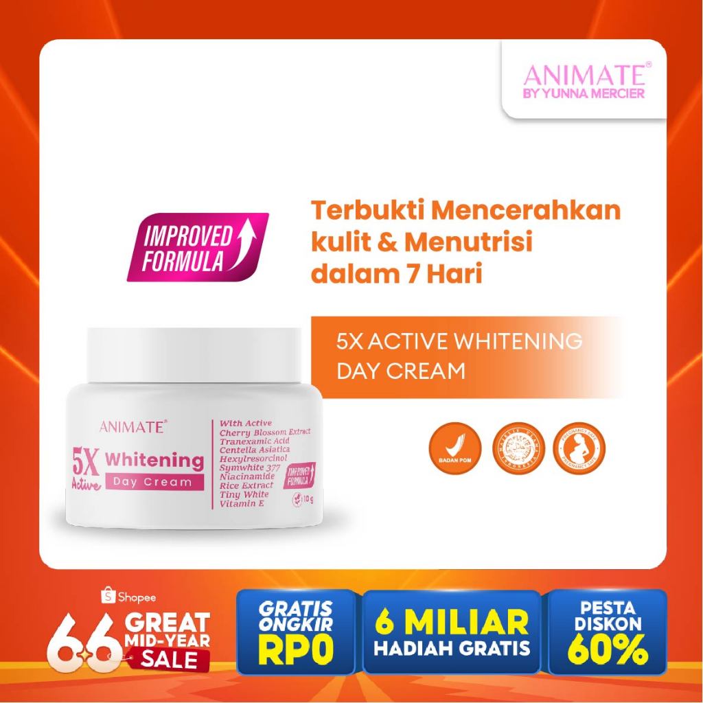 Jual Animate 5x Active Whitening Day Cream 10 gr | Shopee Indonesia