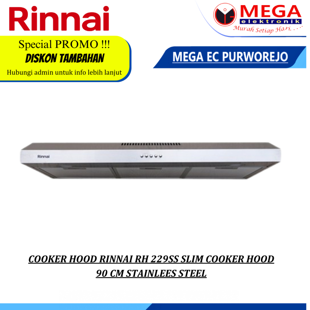 Jual COOKER HOOD RINNAI RH 229SS SLIM COOKER HOOD 90 CM STAINLEES STEEL | Shopee Indonesia