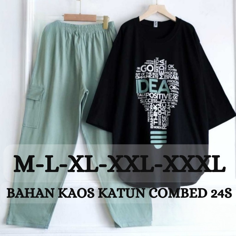Jual Baju Setelan Wanita Kekinian Idea Set BO Bahan Kaos Katun Combed ...