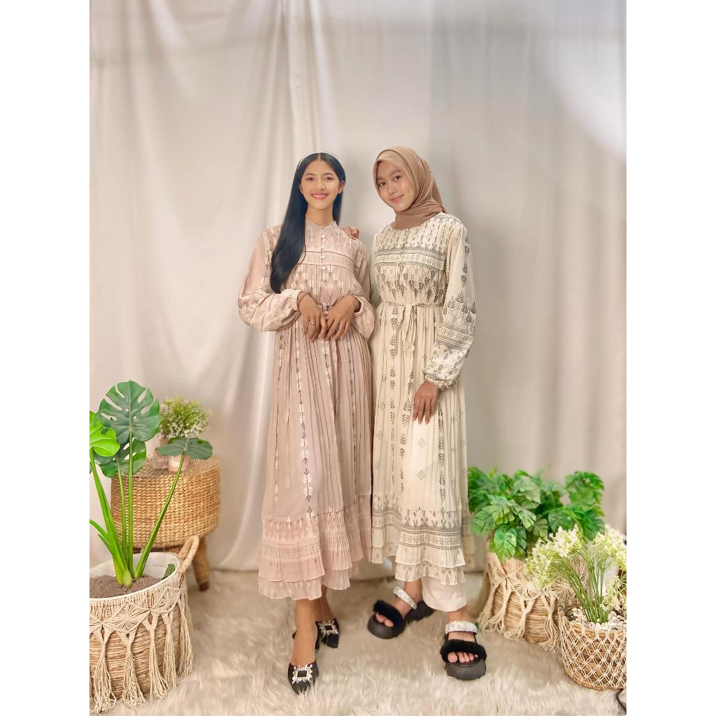 Jual MALLA Delisa Midi Dress Busui Friendly Variasi Motif + Tali ...