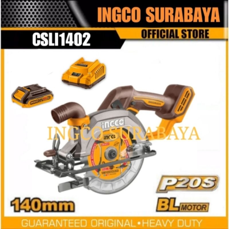 Jual INGCO CSLI1402 P20S CIRCULAR SAW MINI CORDLESS 20V MESIN GERGAJI ...