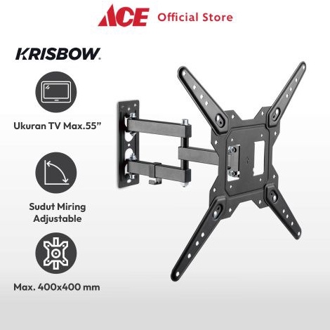 Jual Produk Ace Krisbow Bracket Tv Dinding Fullmotion 2355 inci Hitam ...