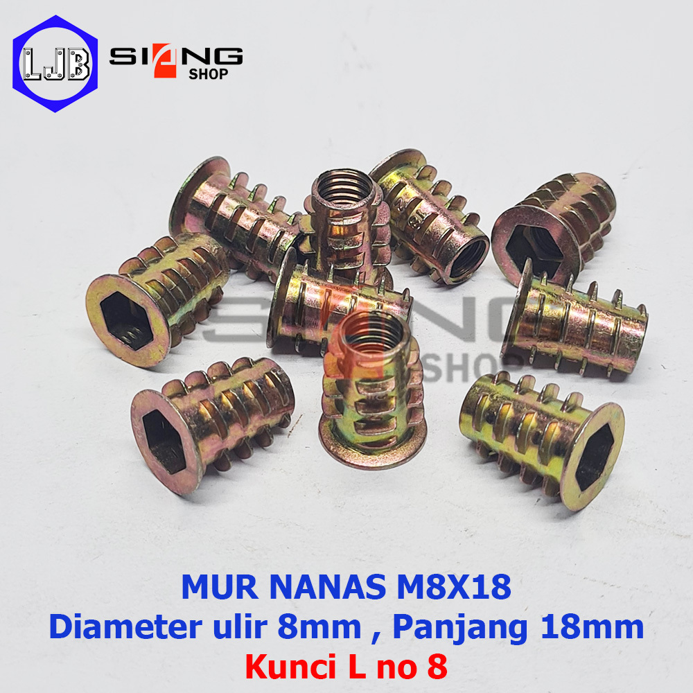 Jual Mur Nanas OD M8x18 dan M8x25 (Mur Furniture, Mur Tanam) | Shopee ...