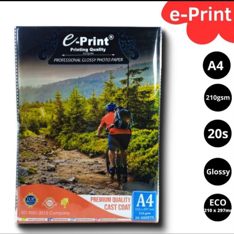 Jual EPRINT GLOSSY PHOTO PAPER A4 210G ECO BLANK 20Sheet | Shopee Indonesia