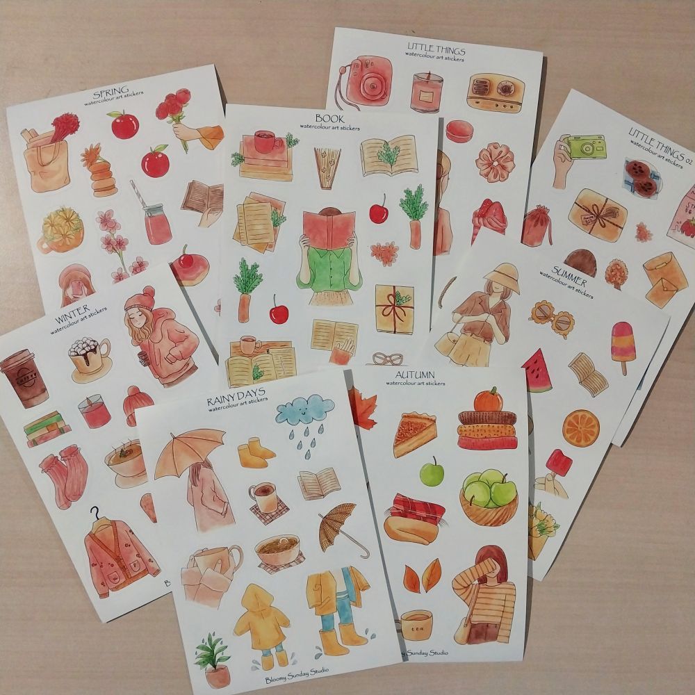 Jual BLOOMY SUNDAY STUDIO Vinyl Sticker Sheet / Stiker Kiss Cut ...