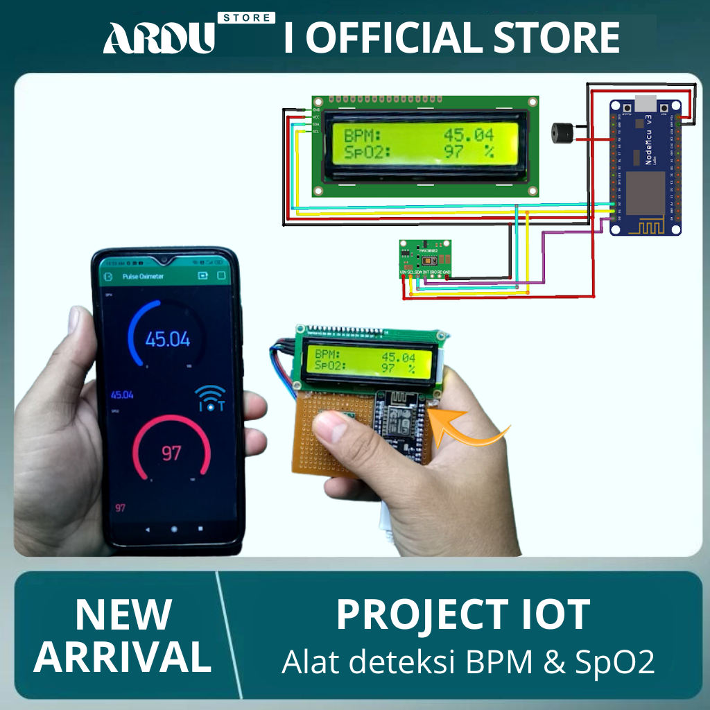Jual IoT Project Alat Deteksi Kadar Oksigen Spo2, BPM Using MAX30100 ...
